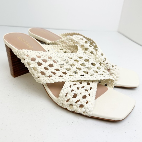 Kensie | Shoes | Kensie Cream Khadija Mesh Laser Cut Stacked Heel ...